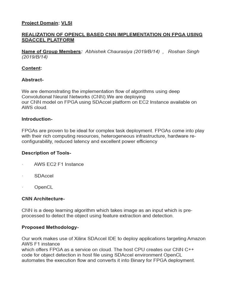 OpenCL CNN on FPGA via SDAccel | PDF