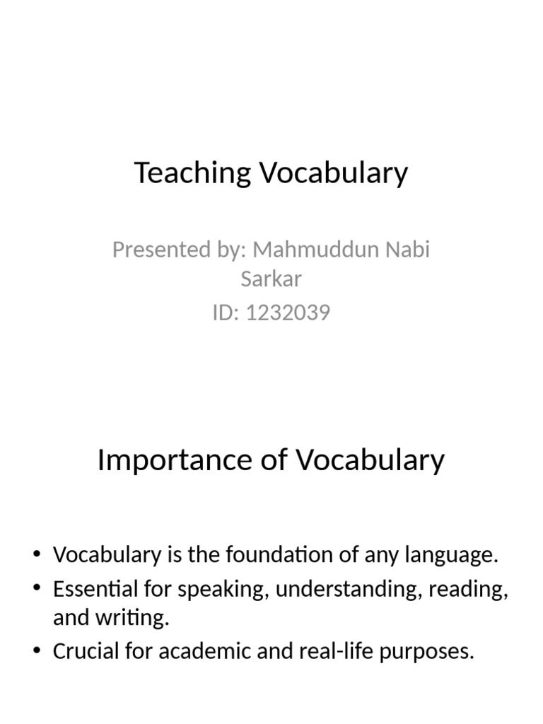 Effective Vocabulary Teaching Strategies | PDF