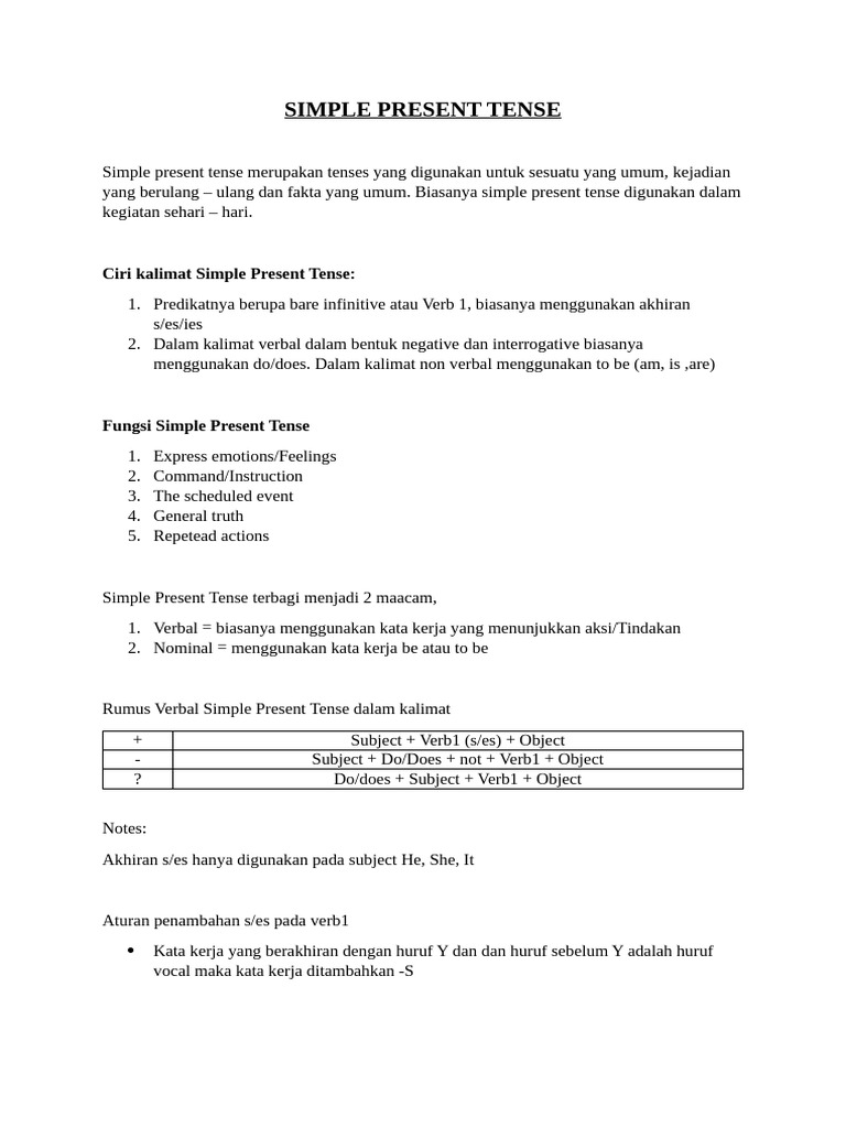 SIMPLE PRESENT TENSE | PDF