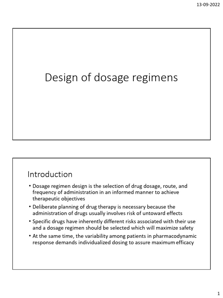 Dosage Regimen Design Essentials | PDF | Pharmacokinetics | Dose ...