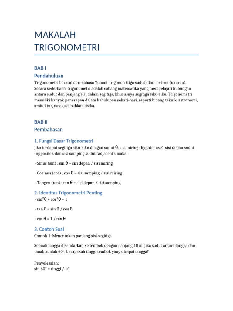 Dasar-Dasar Trigonometri dan Penerapannya | PDF