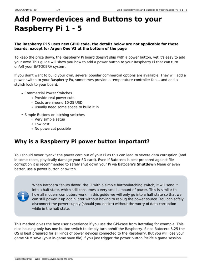 Adding Power Buttons to Raspberry Pi | PDF | Raspberry Pi | Computer ...