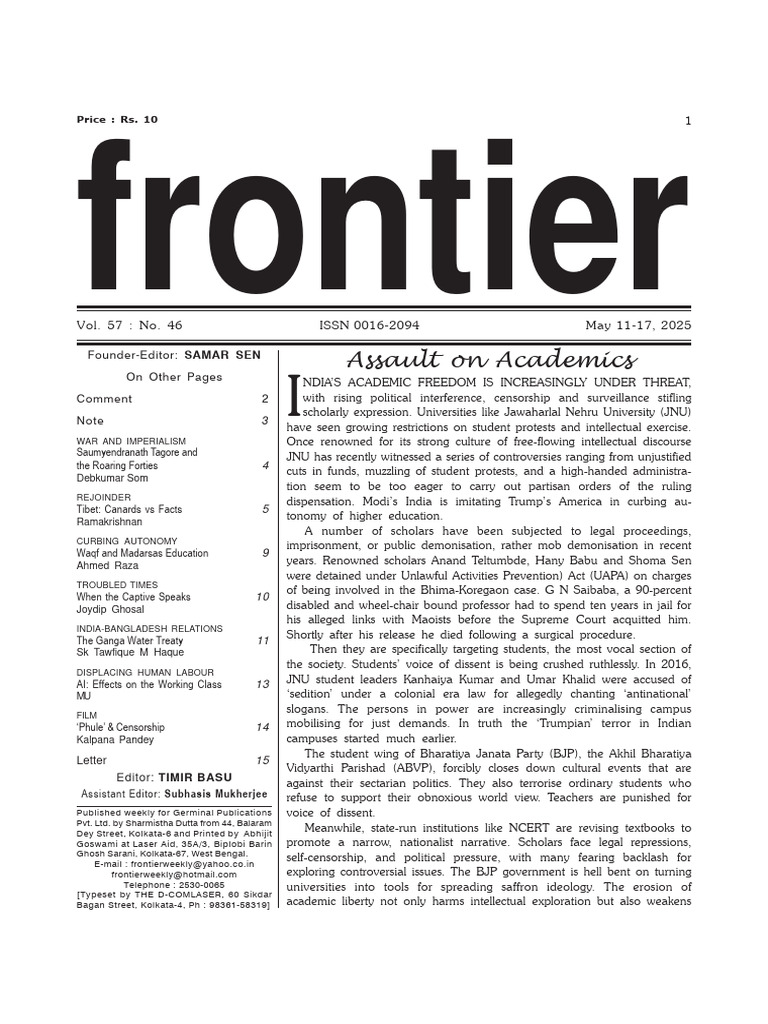 Frontier PDF Vol 57 No 46 | PDF | Tibet | Afghanistan