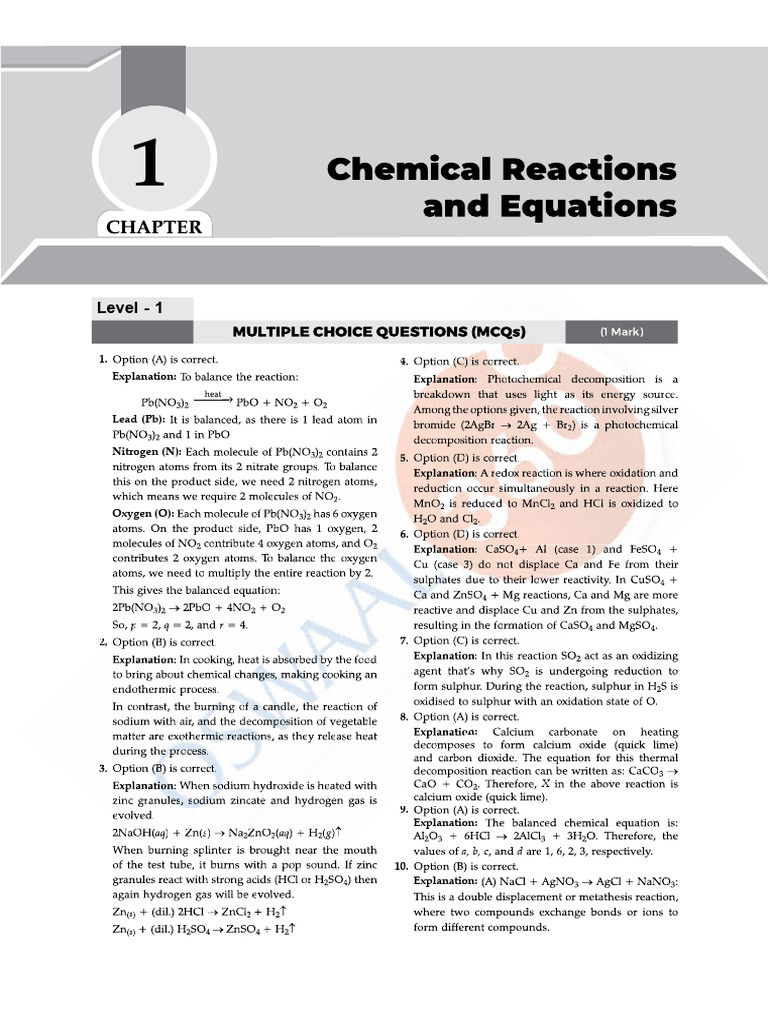 Ch-1 Chemical Reactions and Equations | PDF | Chemical Reactions | Atoms