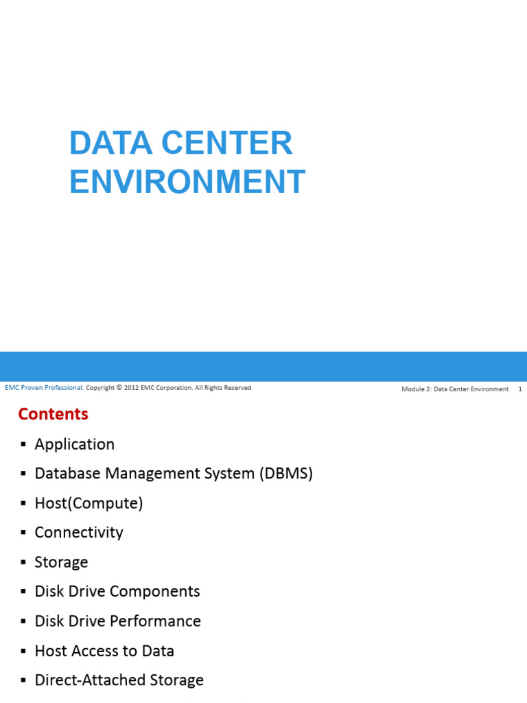Module 1 - Data Center Environment | PDF | File System | Hard Disk Drive