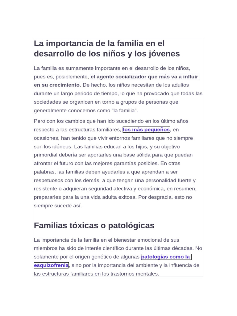 La importancia de la familia en el desarrollo de los niños y los jóvenes | PDF | Familia | Adultos