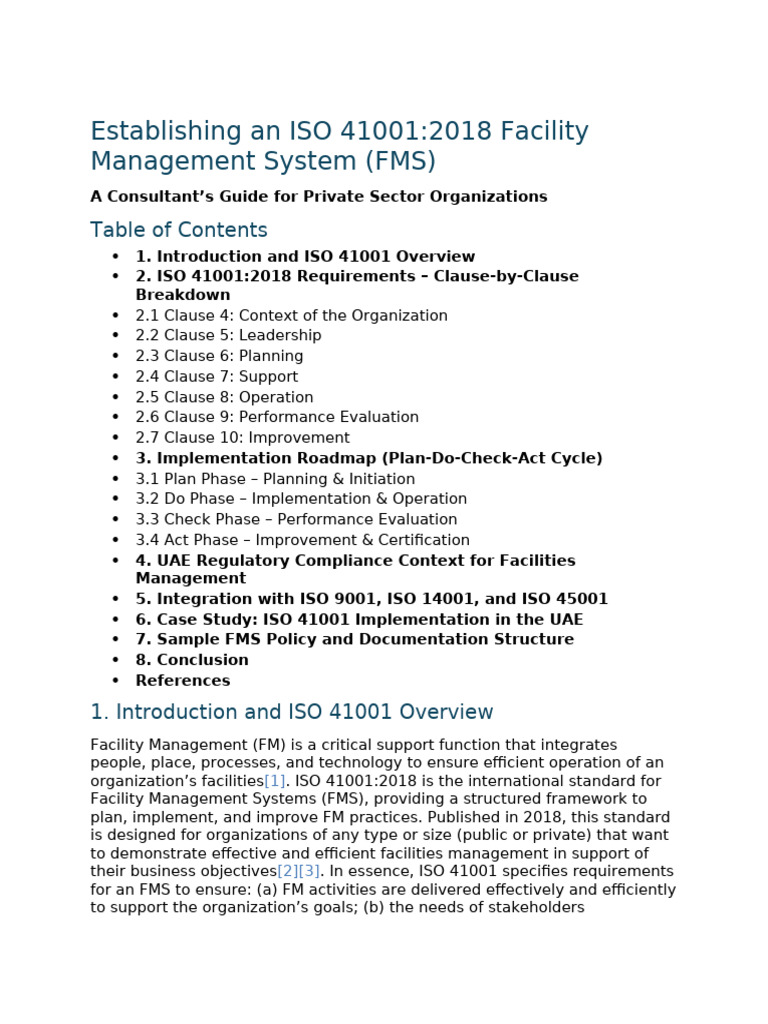 ISO 41001:2018 FMS Guide for UAE Firms | PDF | Audit | Occupational ...