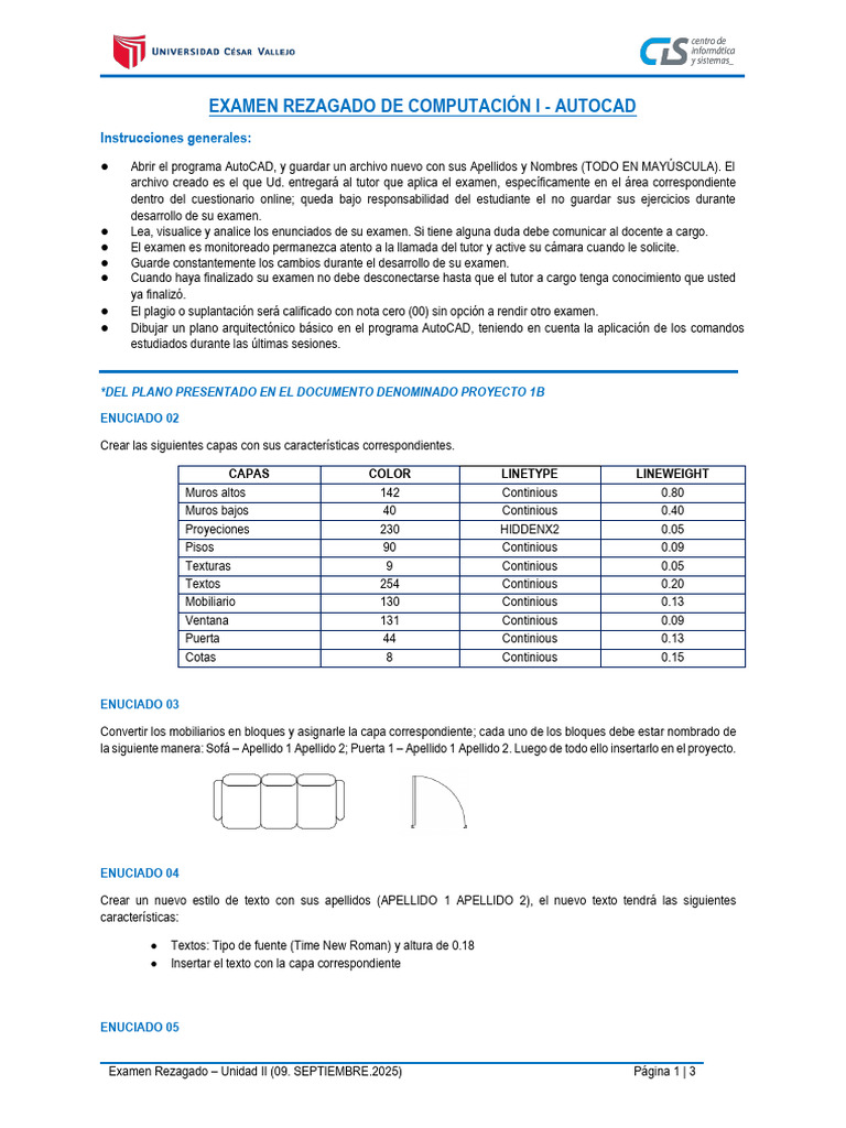 Examen AutoCAD Rezagado Unidad II | PDF | Cad automático | Autodesk