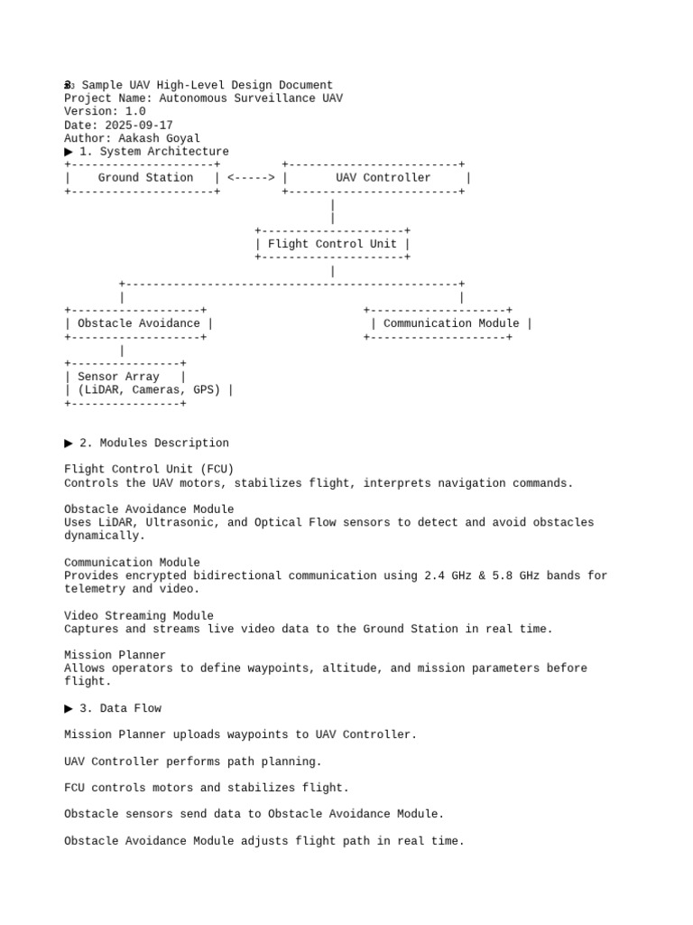 UAV High-Level Design Overview | PDF