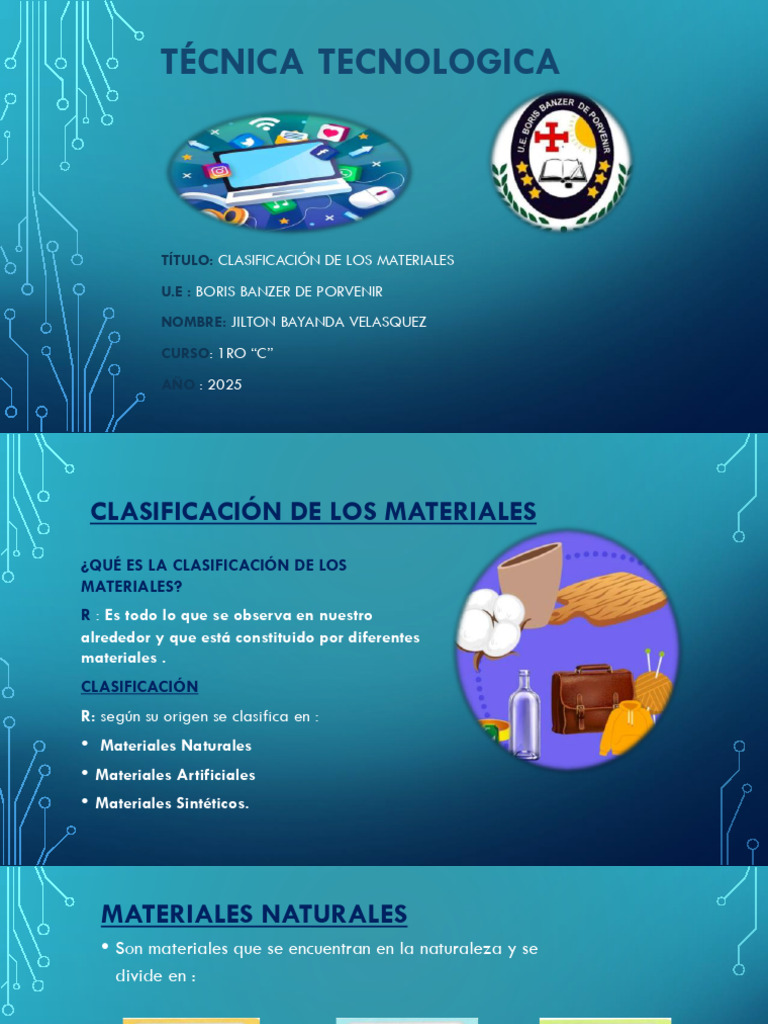 JILTON BAYANDA Clasificación de Los Materiales 1roc | PDF