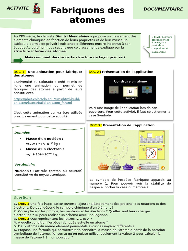 Fabriquer des atomes en ligne | PDF | Atomes | Éléments chimiques