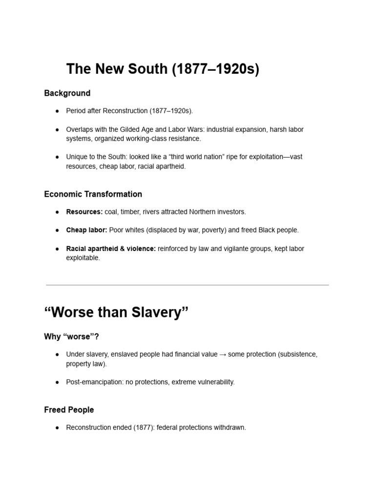 The New South (1877-1920s) | PDF | W. E. B. Du Bois | Racial ...