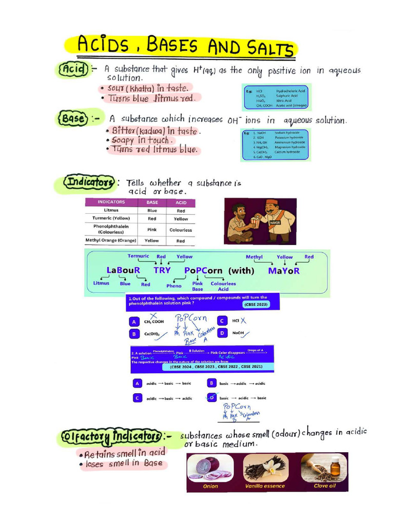 Acids, Bases and Salts: Handwritten Notes - Alakh Pandey - Class 10th ...