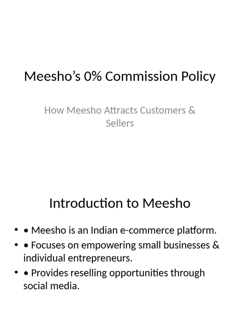 Meesho's 0% Commission Strategy | PDF