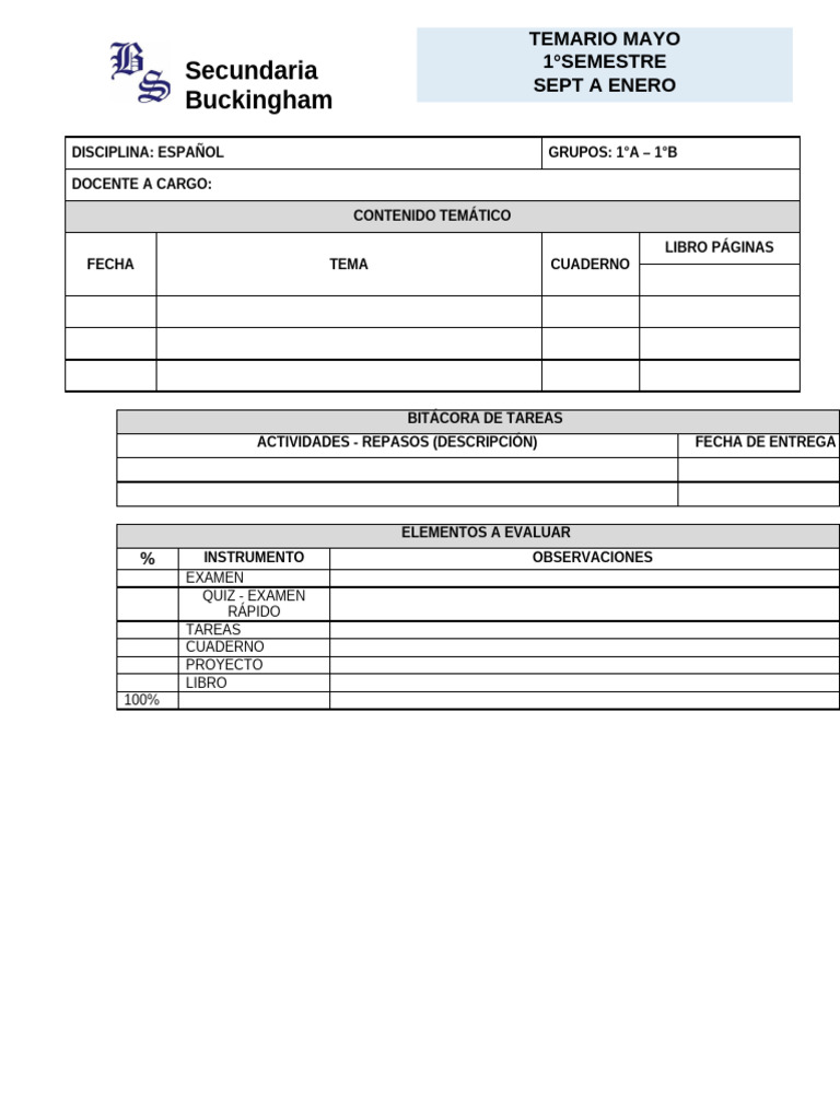 Temario Formato Editable | PDF