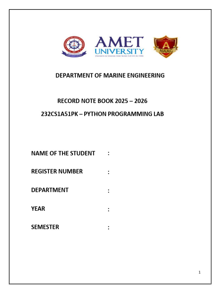 PYTHON Lab Manual For Marine Engg | PDF | Matrix (Mathematics) | Python ...