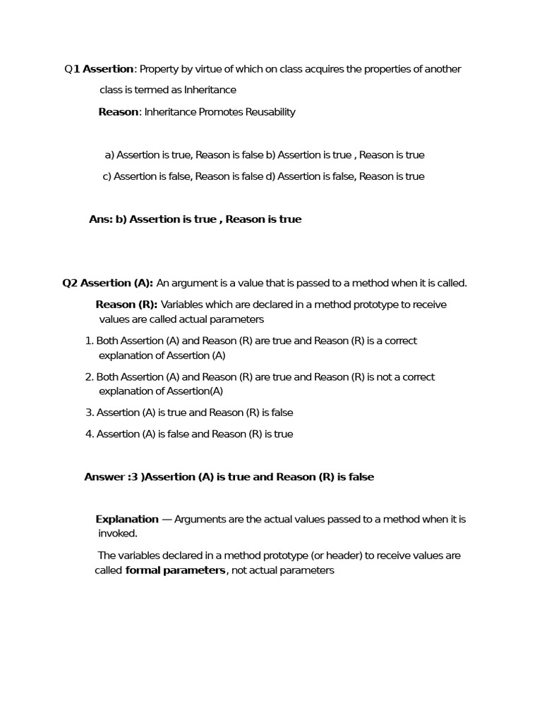 Java Inheritance and Method Assertions Explained | PDF | Parameter ...
