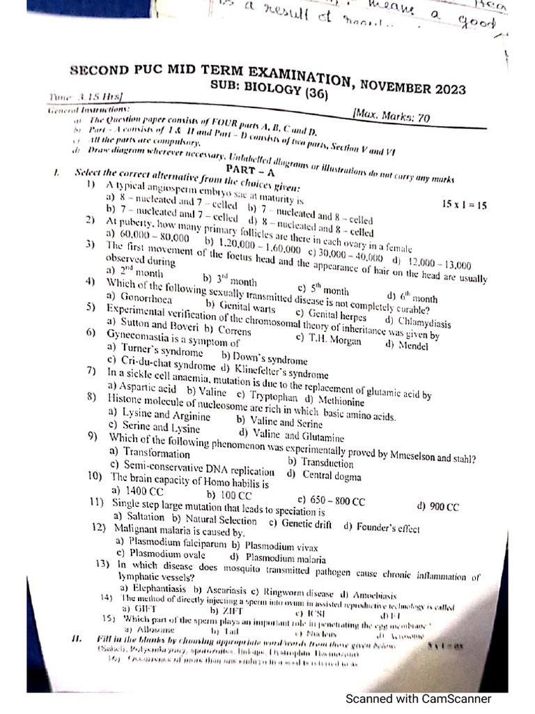 2nd Pu Mid Term Paper | PDF