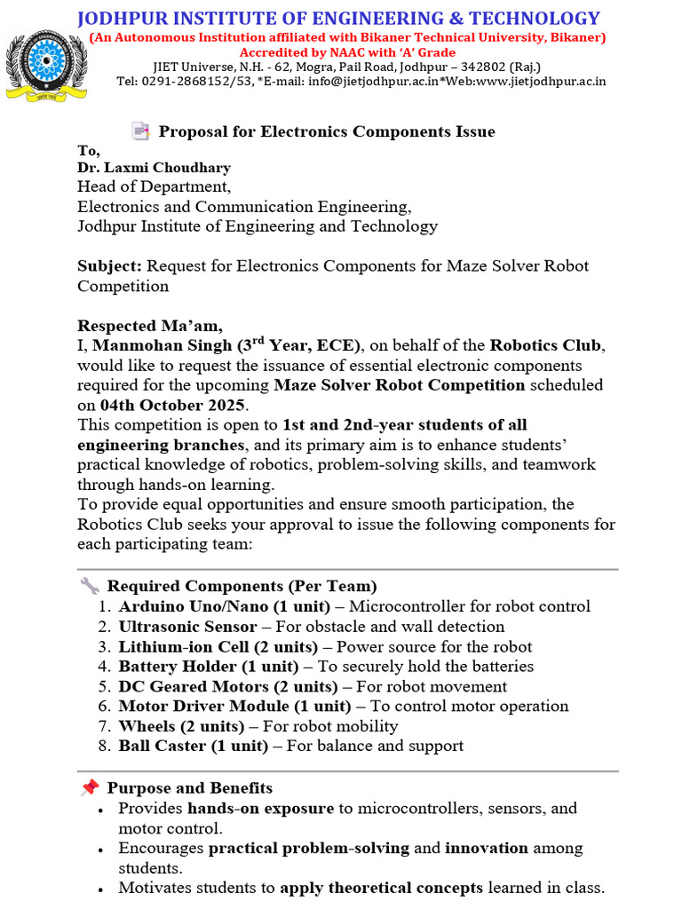 Proposal For Eletronics Component | PDF