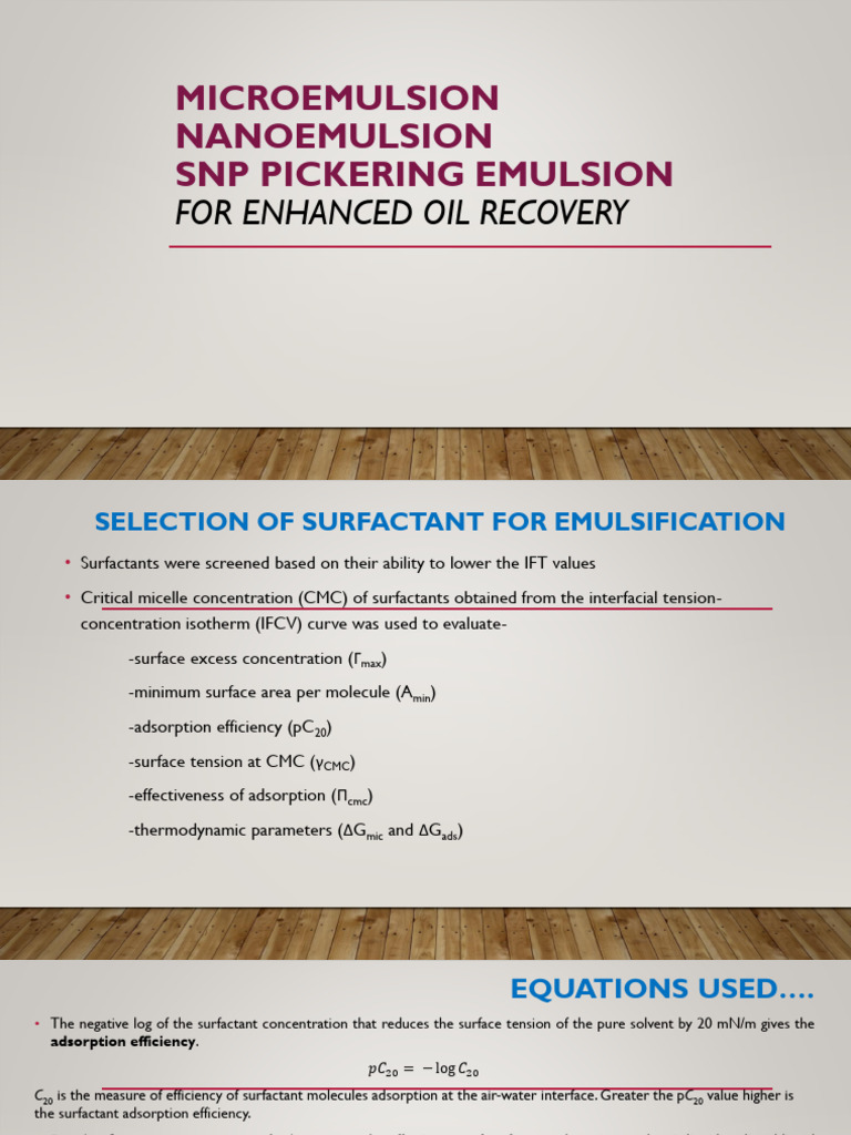 Surfactant Selection for Enhanced Oil Recovery | PDF | Emulsion ...