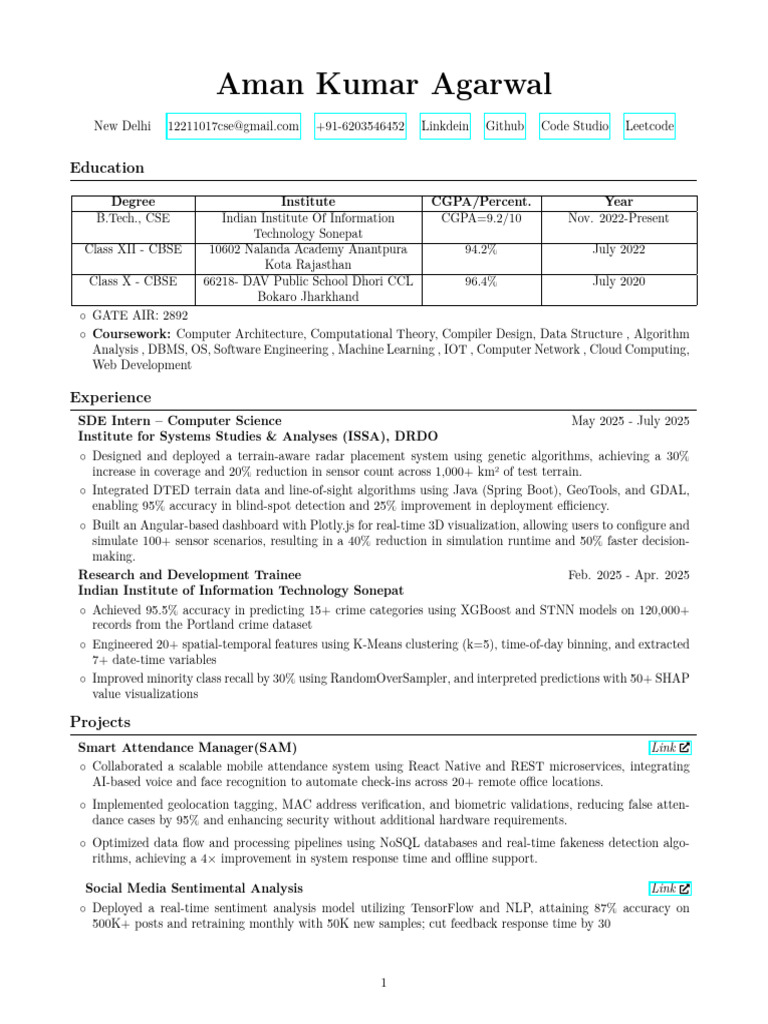 Aman Kumar Agarwal's Resume Summary | PDF | Amazon Web Services ...