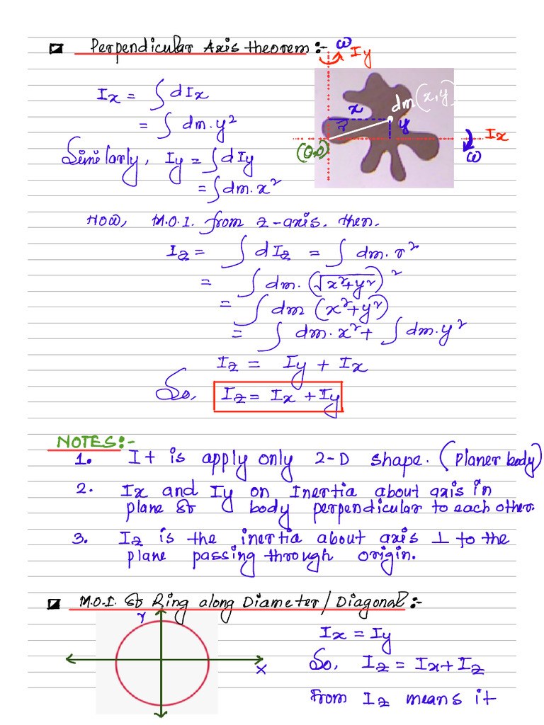 Perpendicular Axis Theorem | PDF