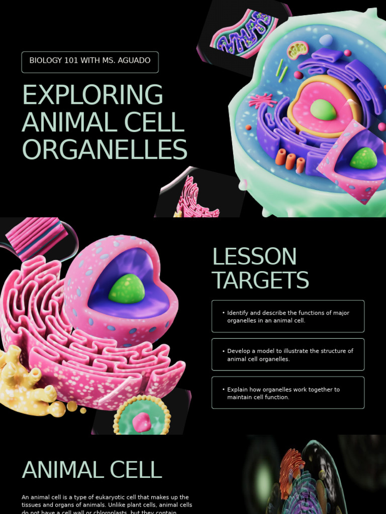 Animal Cell Organelles NGSS Educational Presentation in Black and Green ...