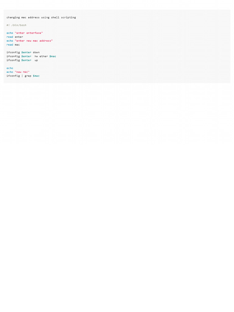 25-Changing Mac Address Shell Scripting | PDF