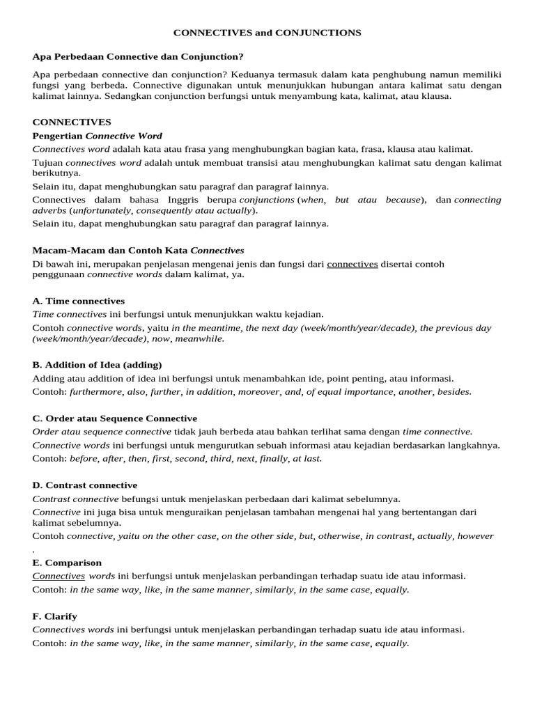 Connective and Conjunction | PDF