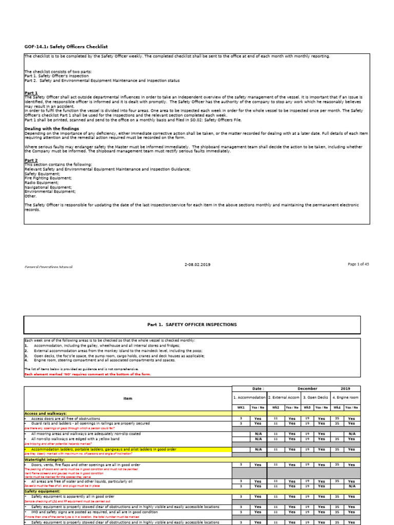 Safety Officer's Checklist | PDF | Pump