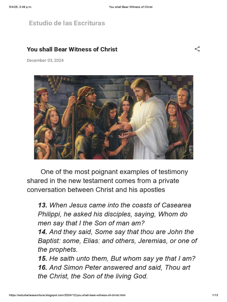 Testifying of Christ in the Scriptures | PDF | Jesus | Religious Belief ...