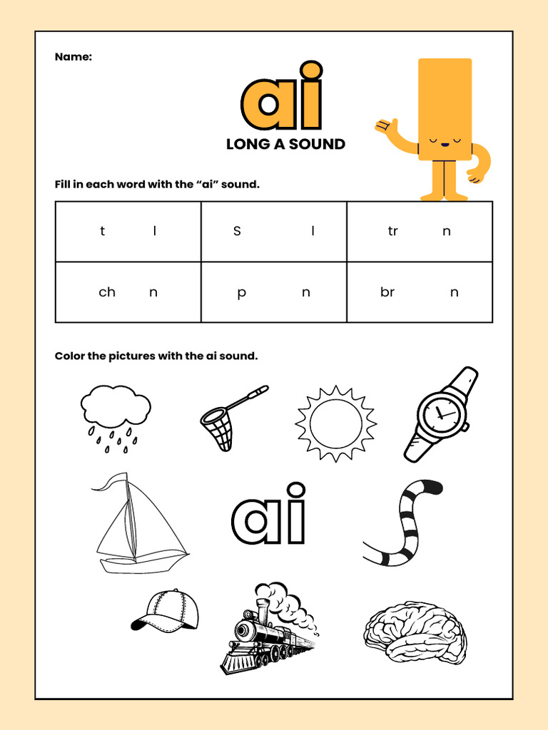 AI Digraph Worksheets for Kids | PDF