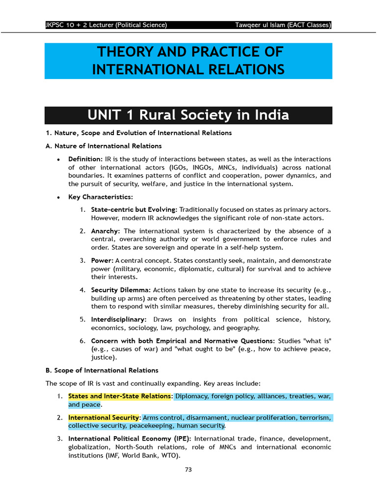 International Relations: Key Concepts & Evolution | PDF | Polarity ...