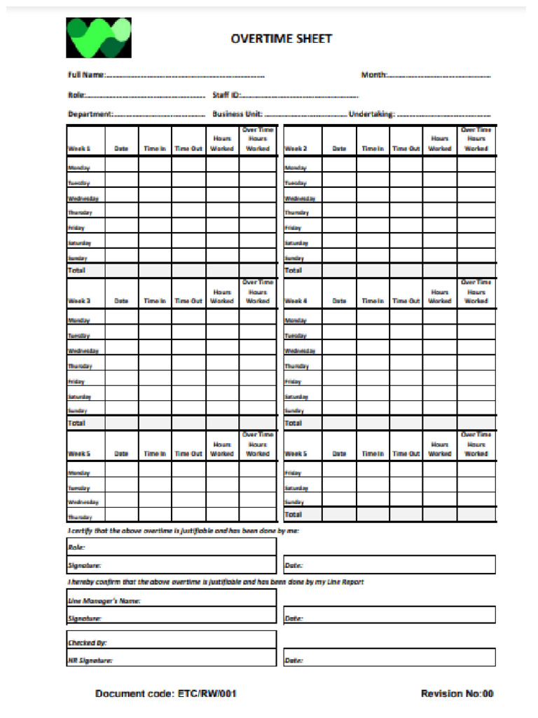 ETC Overtime Sheet | PDF