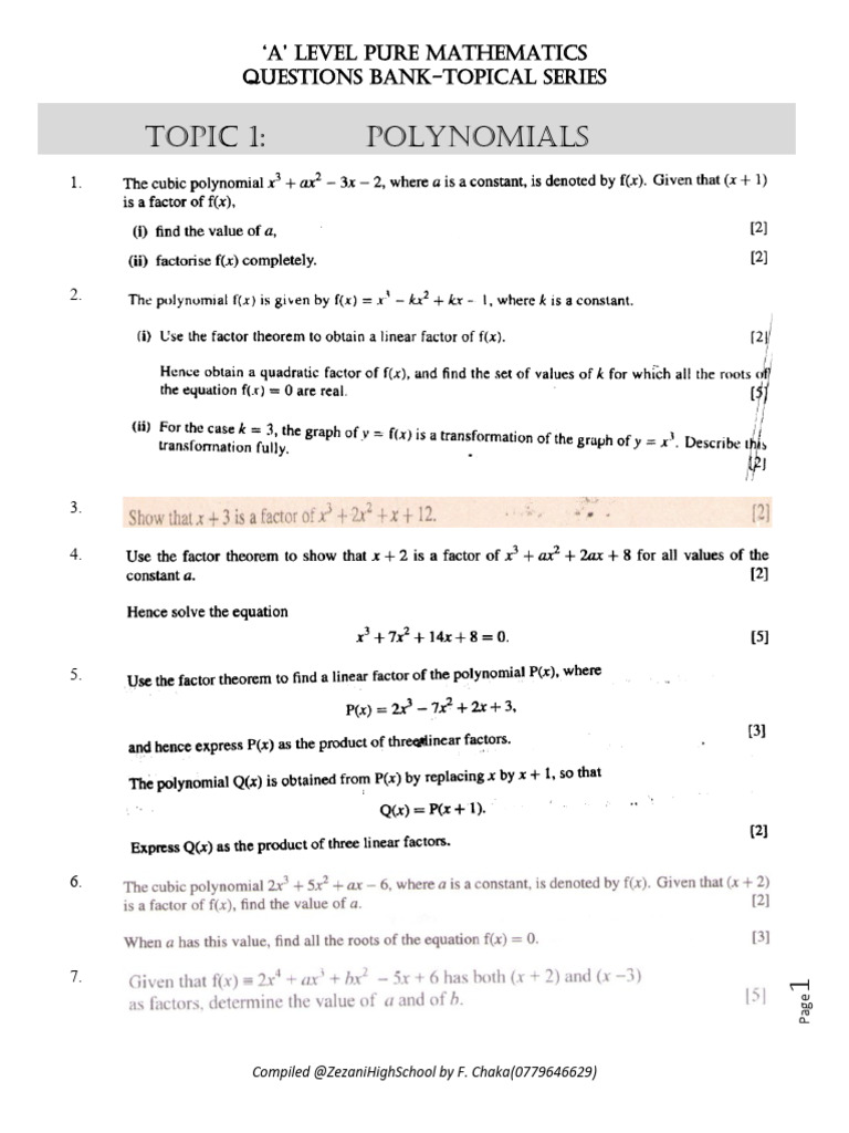 A-Level Pure Mathematics Questions Bank | PDF | Mathematics | Science