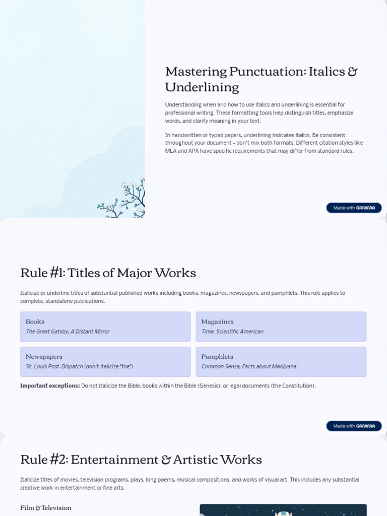 Mastering Punctuation Italics and Underlining | PDF | Word | Citation