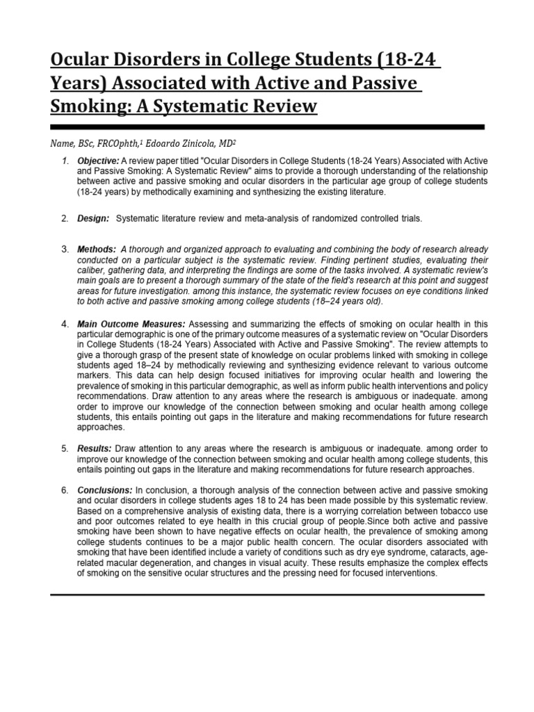 Paper Smoker 2 231123 111628 | PDF | Systematic Review | Human Eye