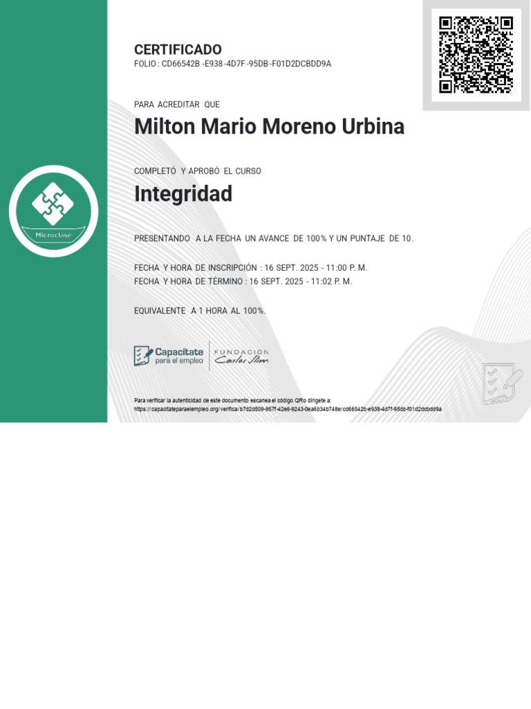 Integridad - Milton Mario Moreno Urbina | PDF