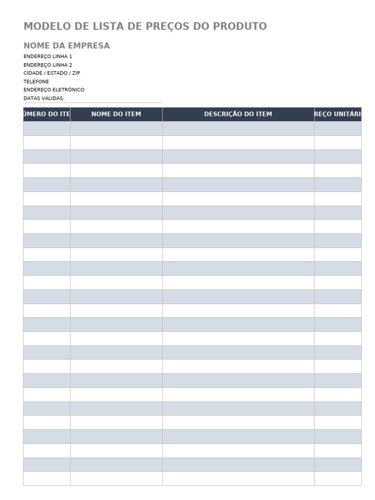 IC Product Price List Template 57225 PT | PDF