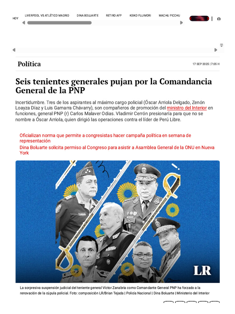 Pugna por Comandancia de la PNP 2025 | PDF | Oficial general | Policía