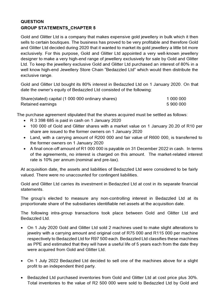 M18 - Group Statements - Chapter 5 (Practice Question) | PDF | Equity ...