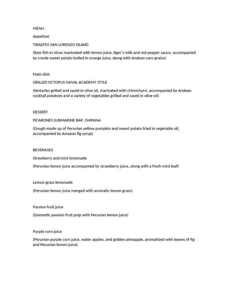 Sultan Menu - English Version | PDF