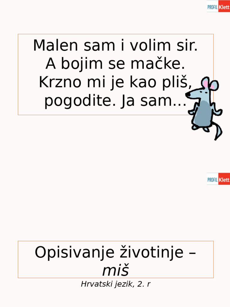 Opisivanje Zivotinje Mis | PDF