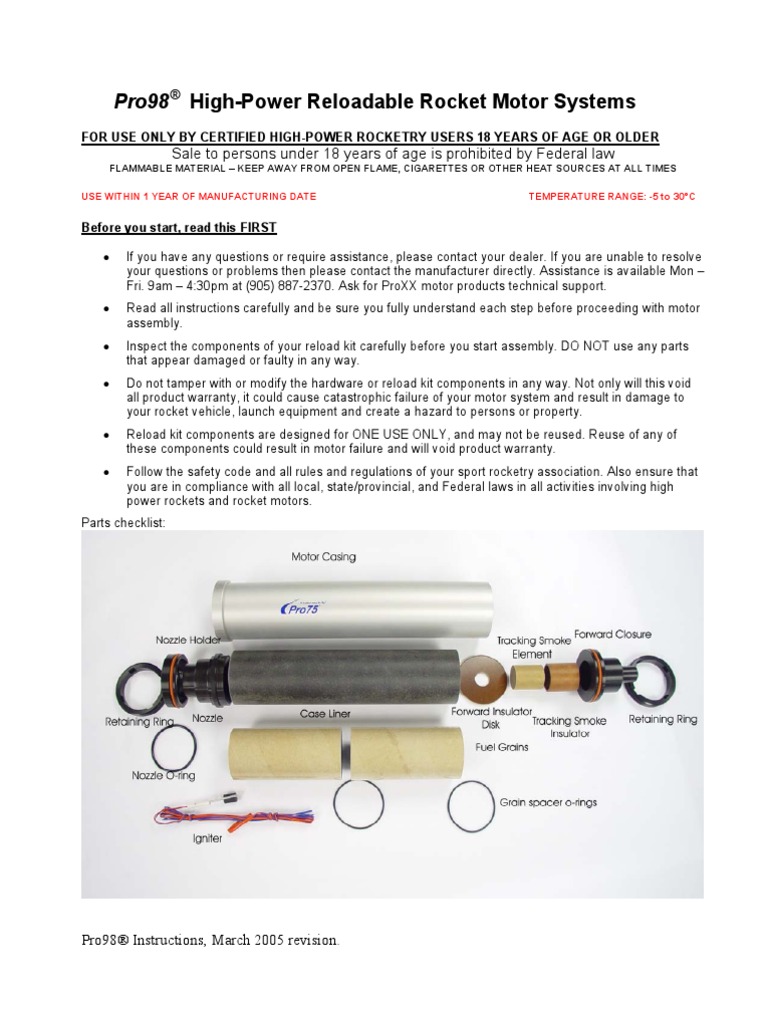 Pro98 Instructions | PDF | Rocket | Screw