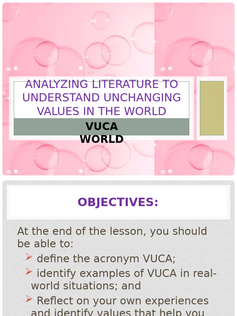 Vuca - Analyzing Literature To Understand Unchanging Values in The ...