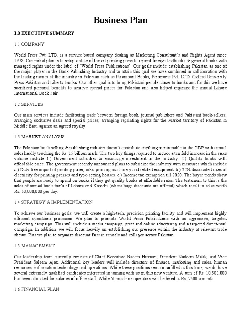 Manufacturing Business Plan | PDF | Sales | Publishing