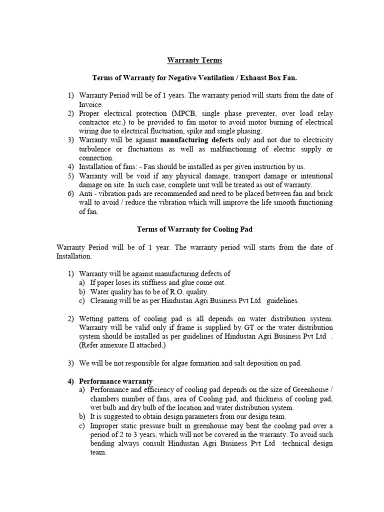 Fans Warranty Certificate | PDF | Water | Mechanical Engineering