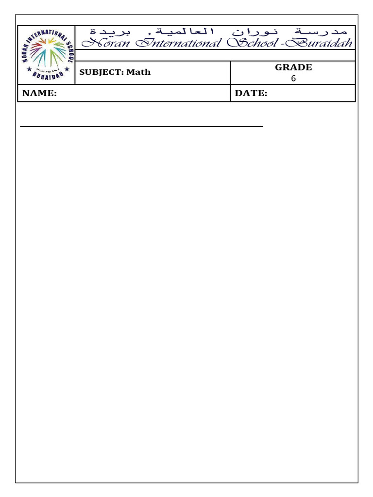 6th Grade Math Unit 1 Worksheet | PDF