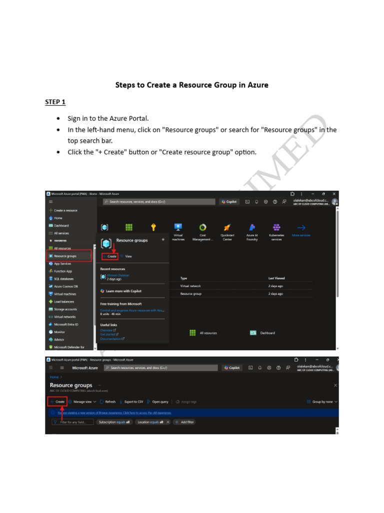 Create Azure Resource Group and VNet | PDF