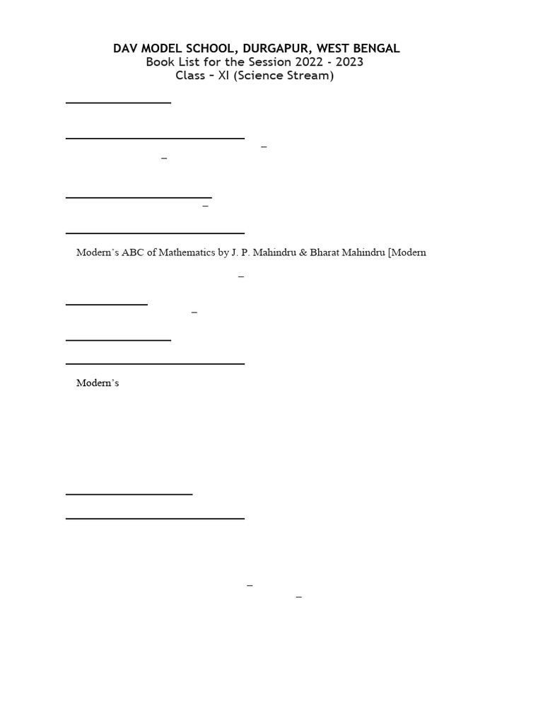 Class 11 Book List 22-23 | PDF | Science